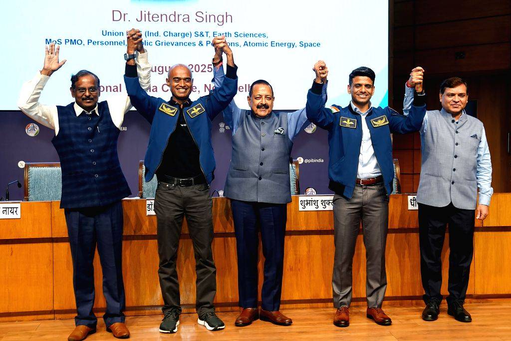 Jitendra Singh along with Shubhanshu Shukla & Prashant B. Nair address ...