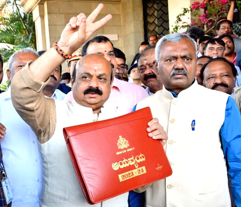 Karnataka Chief Minister Basavaraj Bommai arrives to present the State ...