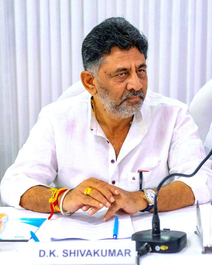 Karnataka Deputy Chief Minister DK Shivakumar during the meeting of All ...