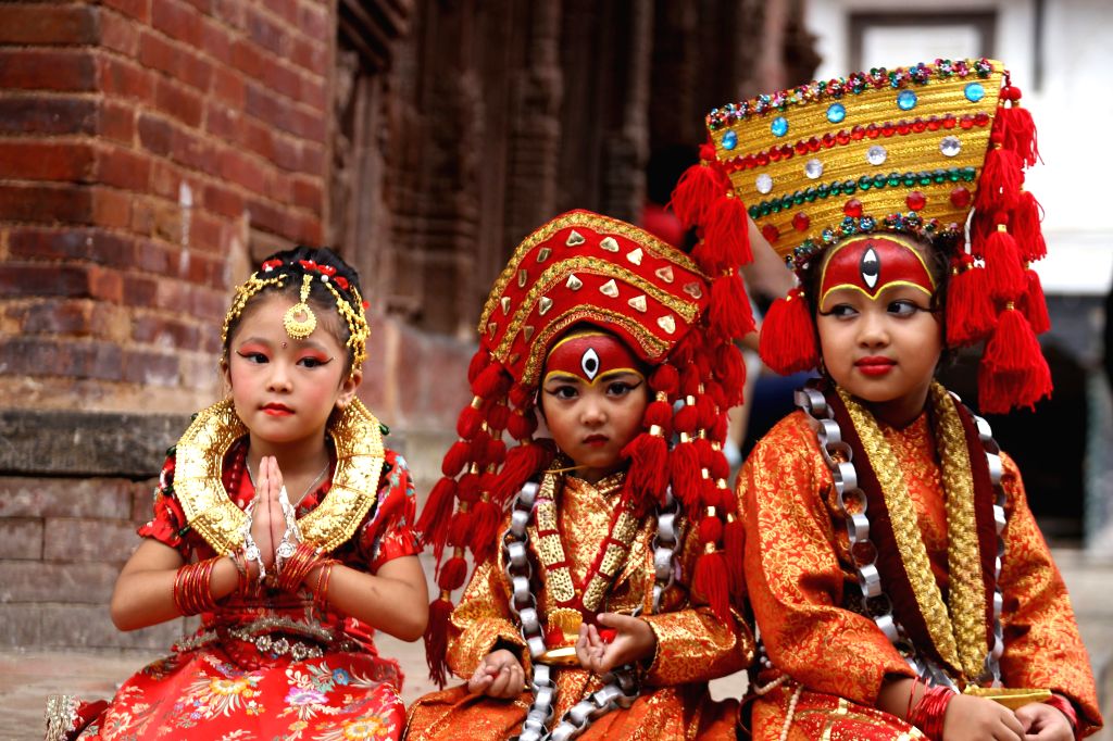 Kumari puja as part of Indrajatra festival in Nepal