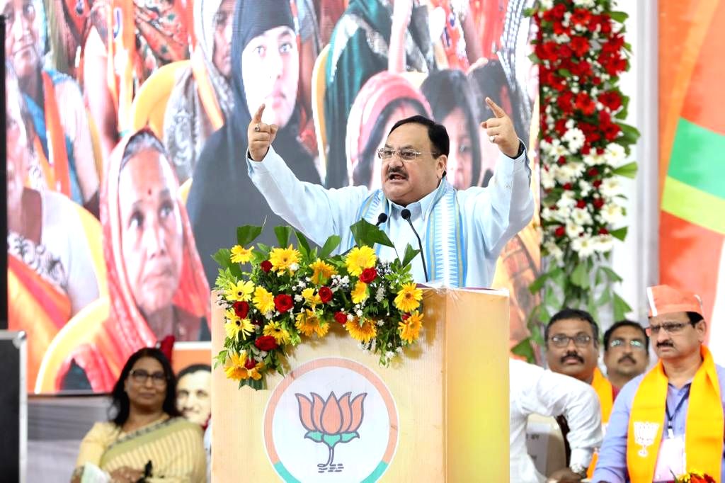 Khargone : BJP national president JP Nadda during a public meeting