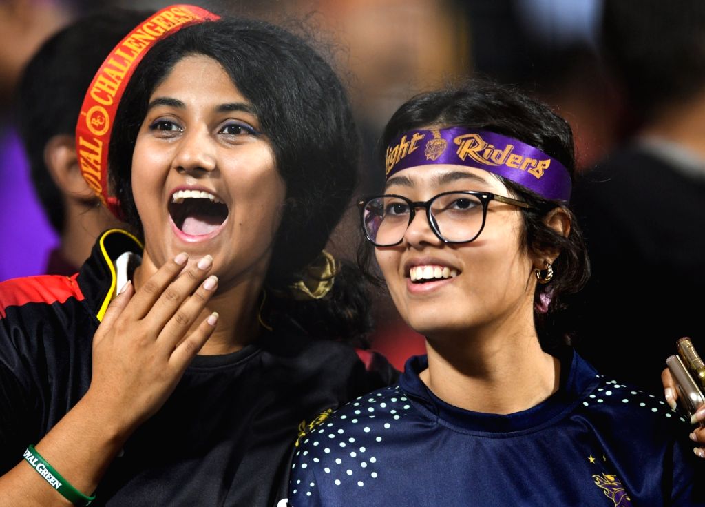 KKR and RCB fans cheer for their team before the start of the IPL 2023 ...