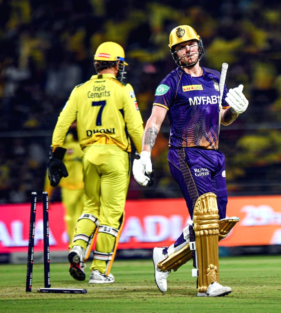 KKR batsman Jason Roy walks back after his dismissal