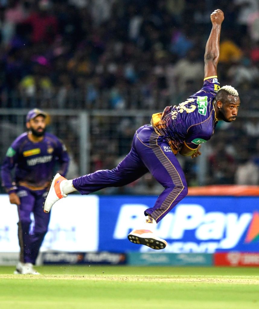 Kolkata : KKR's Andre Russell bowls during the IPL 2023 match