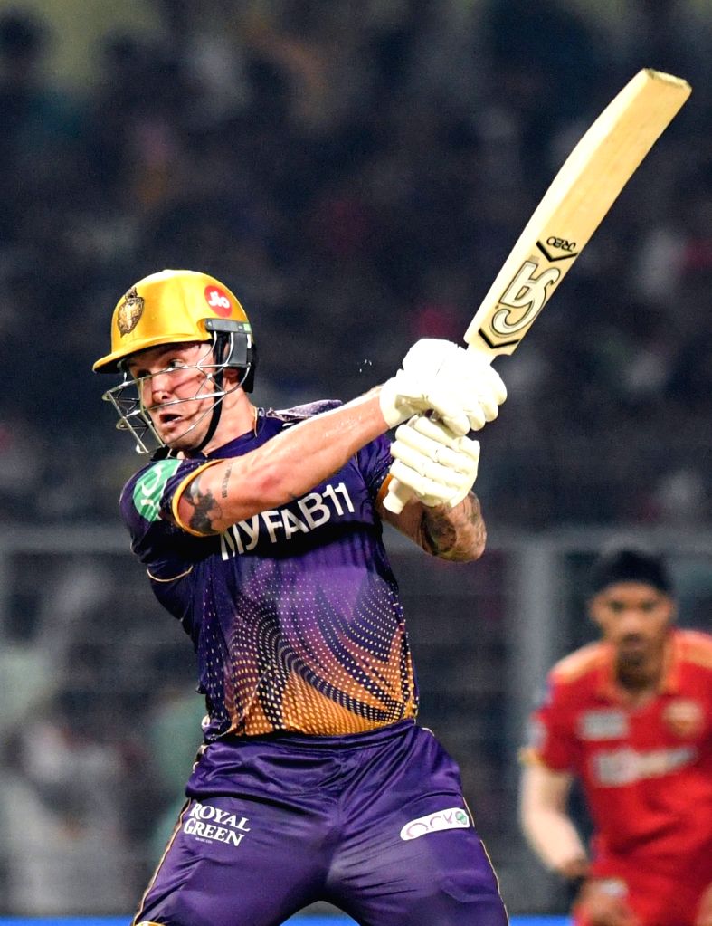 KKR's batsman Jason Roy plays a shot during the IPL 2023 match