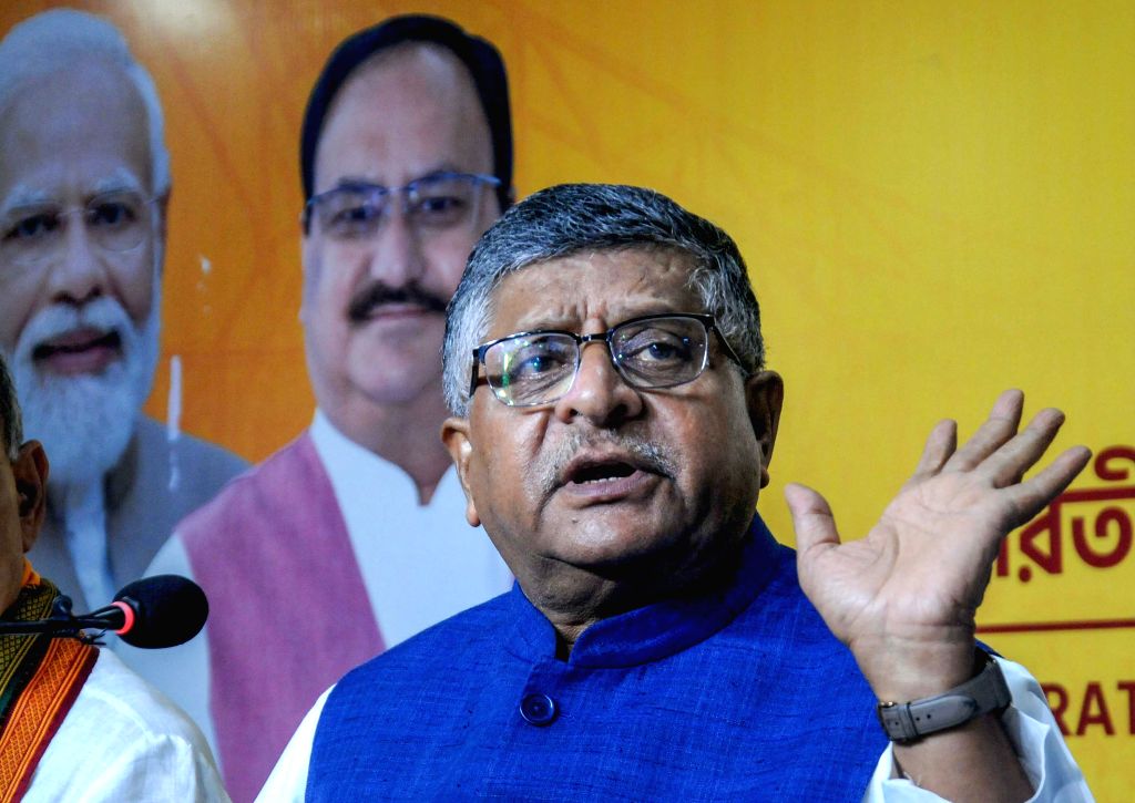 Kolkata : BJP Lok Sabha MP Ravi Shankar Prasad addresses a press conference