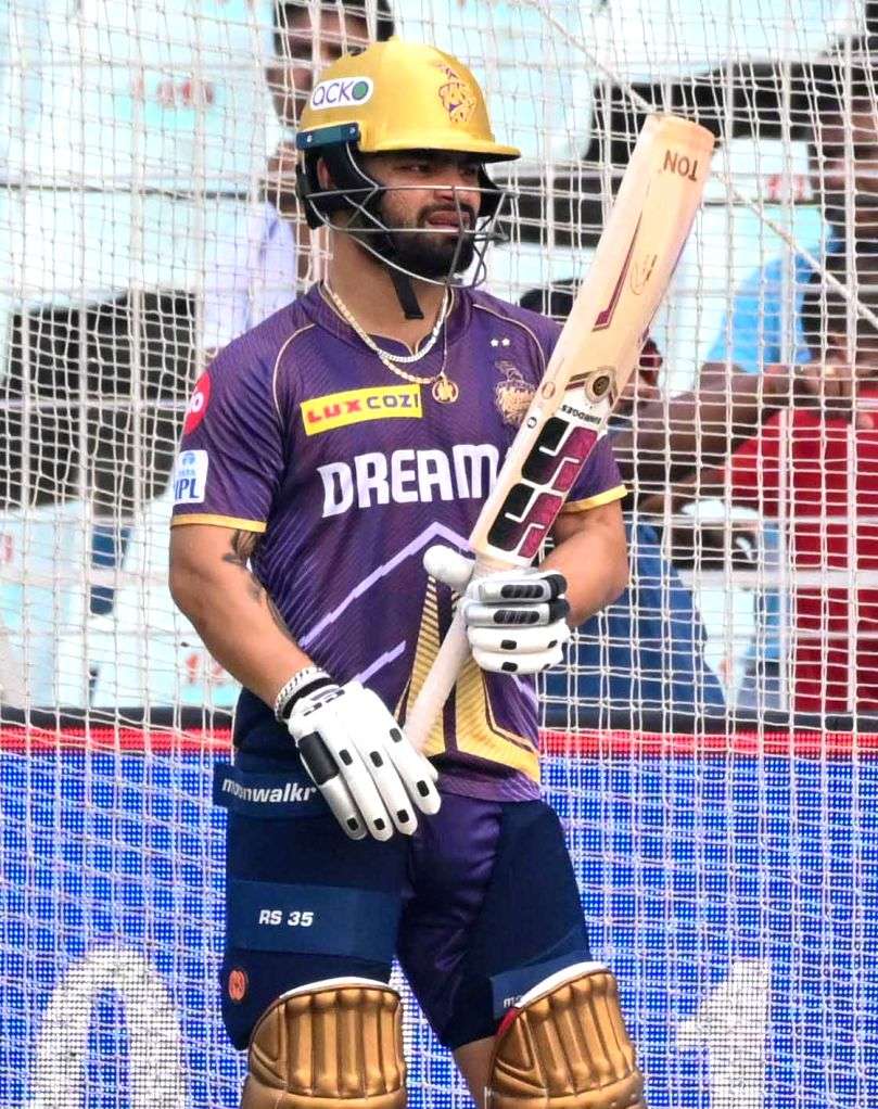 Kolkata : KKR Players during a practice session ahead of the IPL match ...