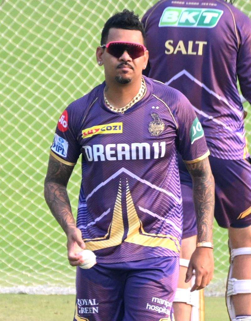 Kolkata : KKR Players during a practice session ahead of the IPL match ...