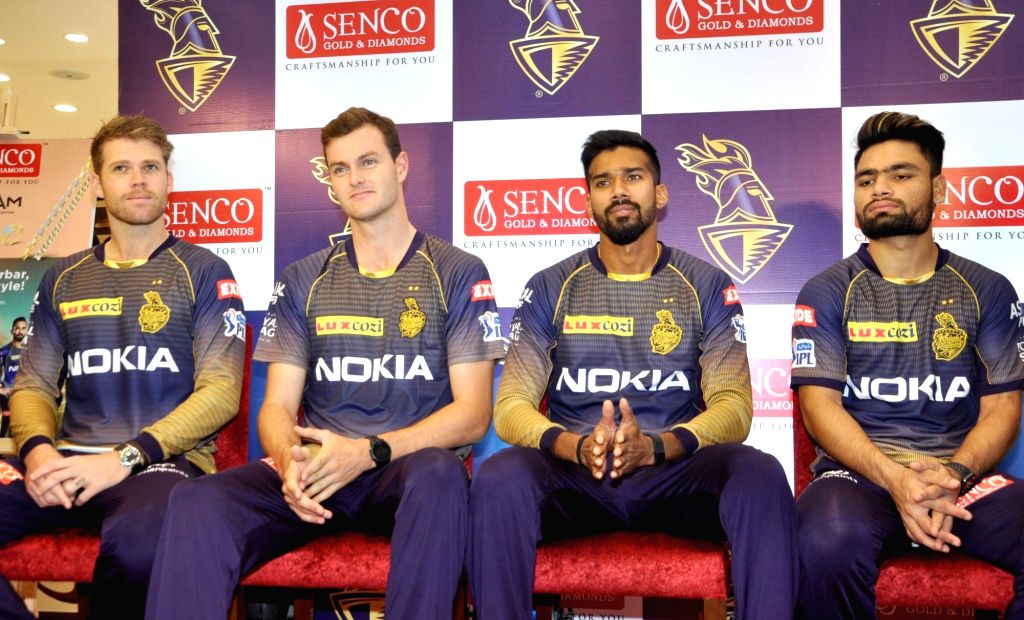 Kolkata Knight Riders players at a product launch programme