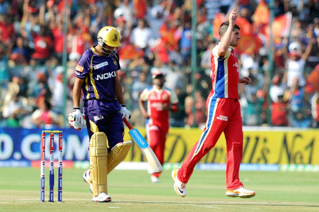KKR batsman in action during the KKR v/s RCB