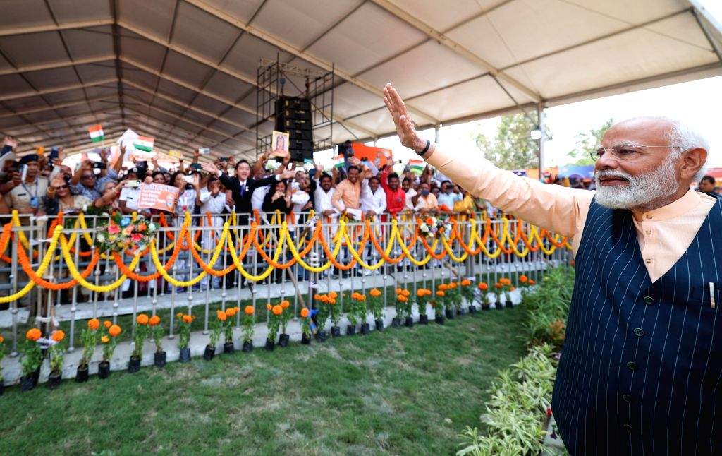 Prime Minister Narendra Modi during foundation stone laying and ...