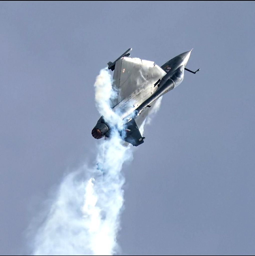 LCA Tejas at the centre stage of 'India Pavilion' at Aero India 2023