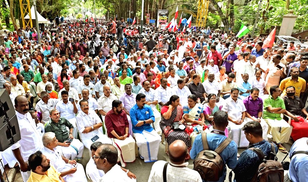 LDF workers take part in a protest march.
