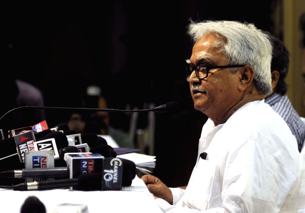 Biman Bose during a press conference at Press Club
