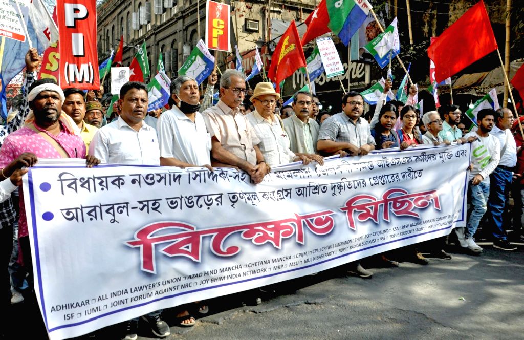Leftist leaders and activists took part in a protest rally against the ...