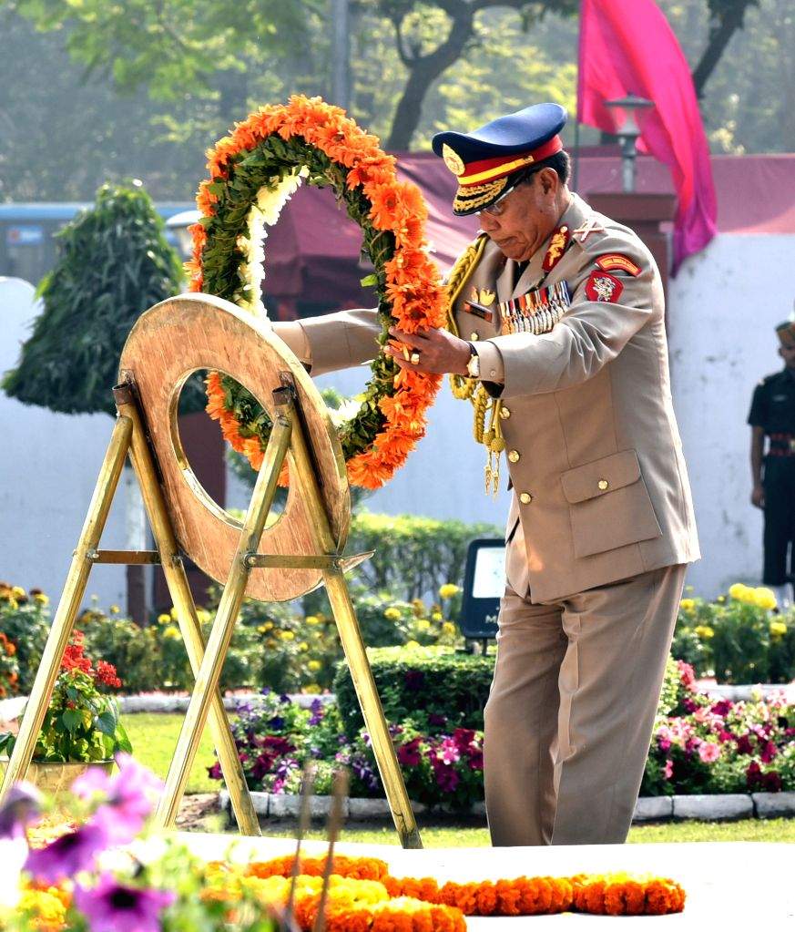 Lieutenant General Batoo Tshering lays a wreath at the Vijay Smarak ...