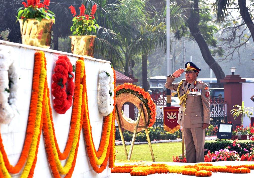 Lieutenant General Batoo Tshering lays a wreath at the Vijay Smarak ...