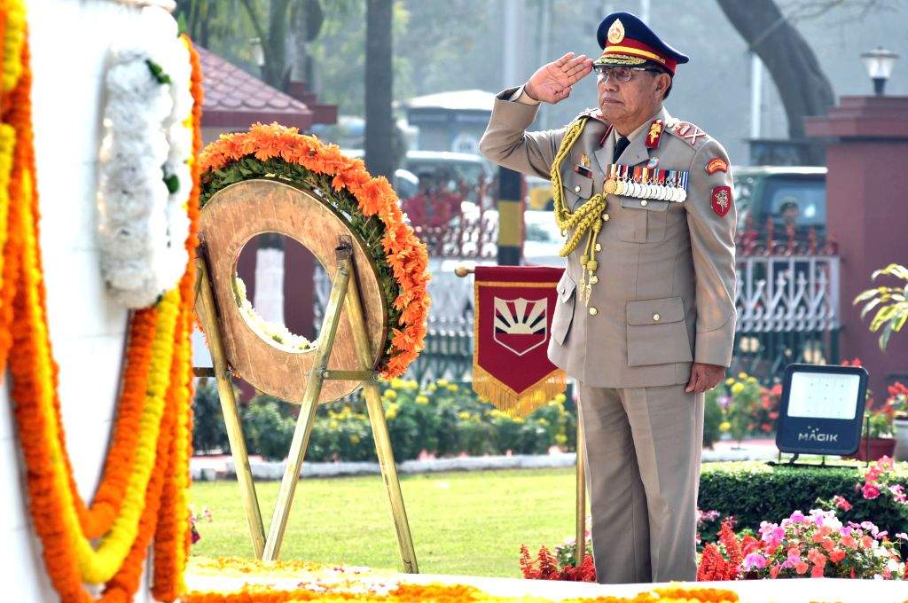 Lieutenant General Batoo Tshering lays a wreath at the Vijay Smarak ...