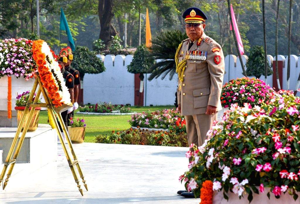 Lieutenant General Batoo Tshering lays a wreath at the Vijay Smarak ...