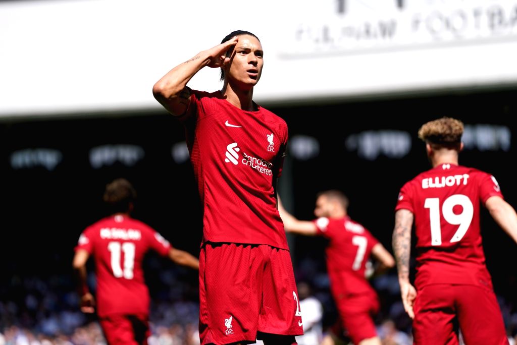 : London :Liverpool's Darwin Nunez celebrates scoring their side's ...