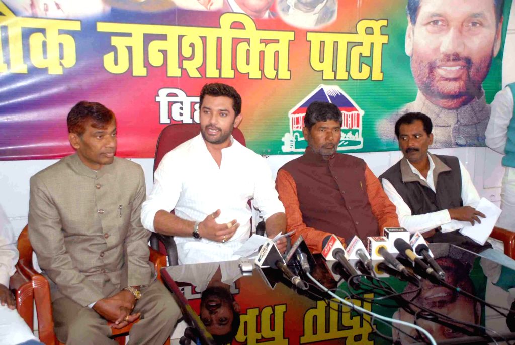 LJP leader Chirag Paswan during a press conference