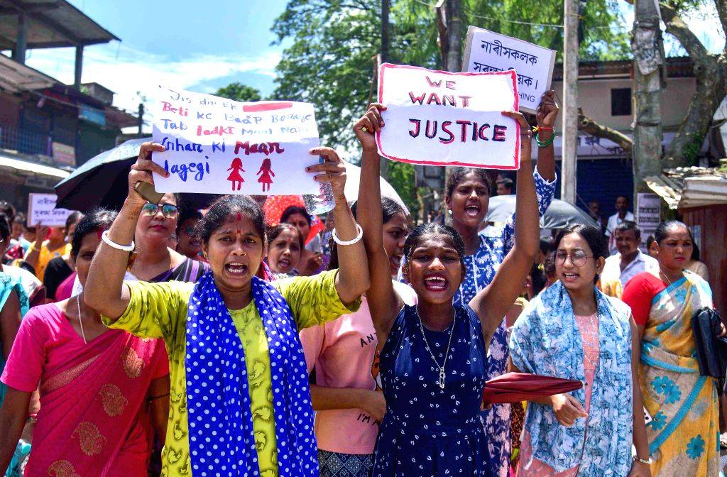Local residents stage a protest after a 14-year-old girl, a class 9 ...