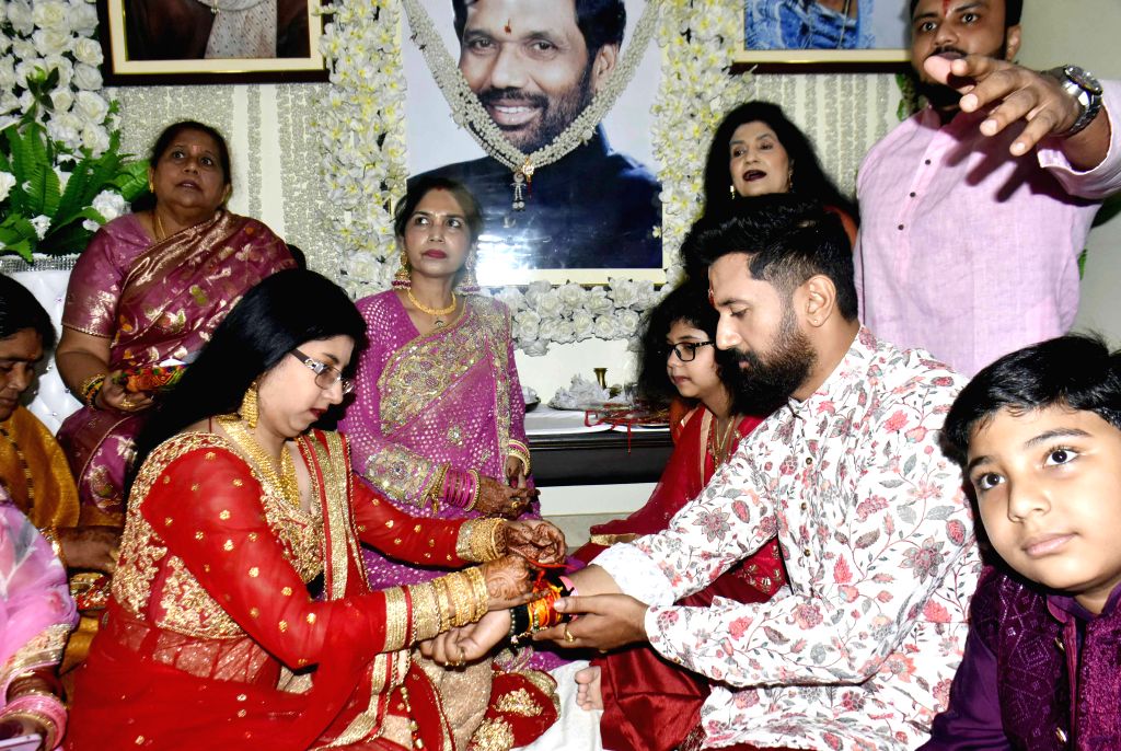 Lok Janshakti Party (Ram Vilas) Chief Chirag Paswan during celebrations ...