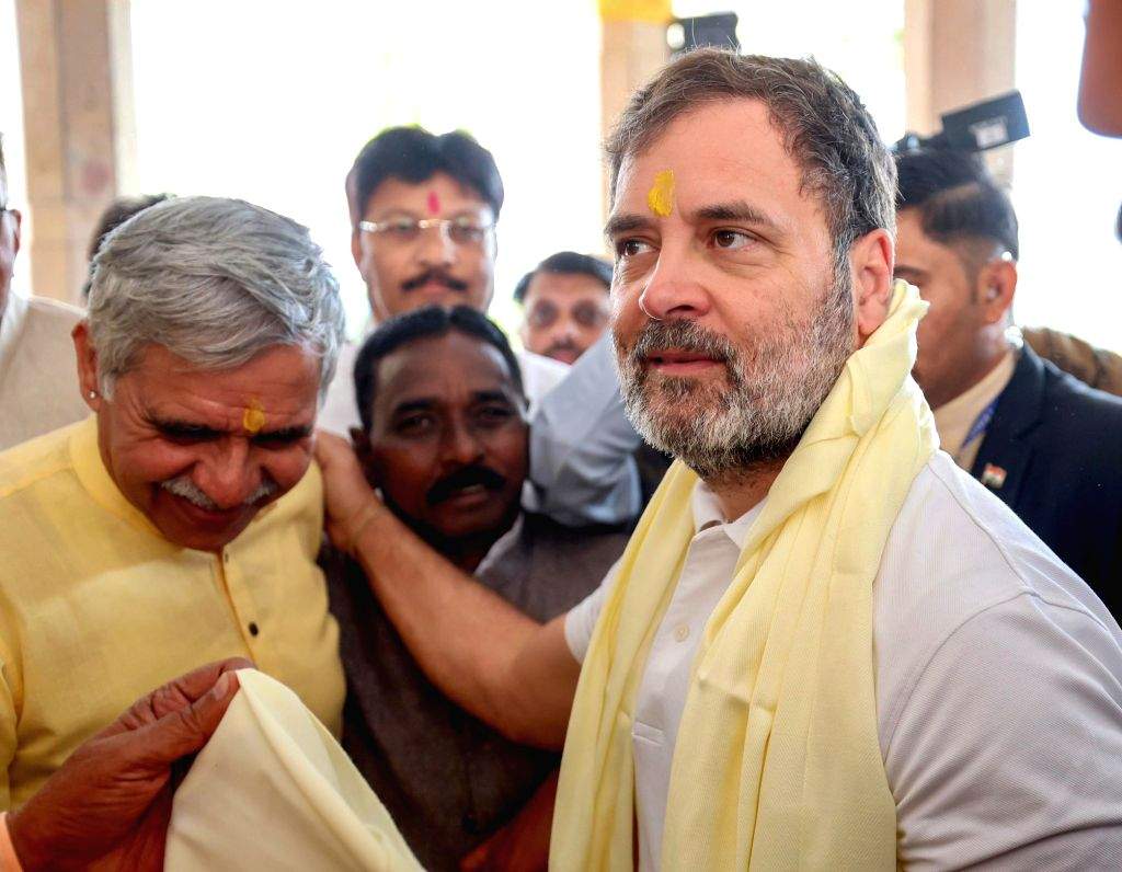 Lok Sabha LoP and Congress MP Rahul Gandhi interacts with NDMC employees