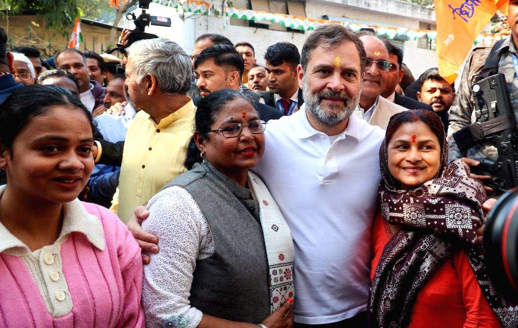 Lok Sabha LoP and Congress MP Rahul Gandhi interacts with NDMC employees