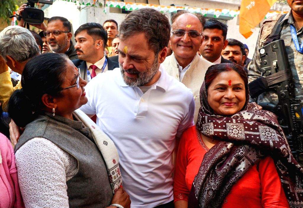Lok Sabha LoP and Congress MP Rahul Gandhi interacts with NDMC employees