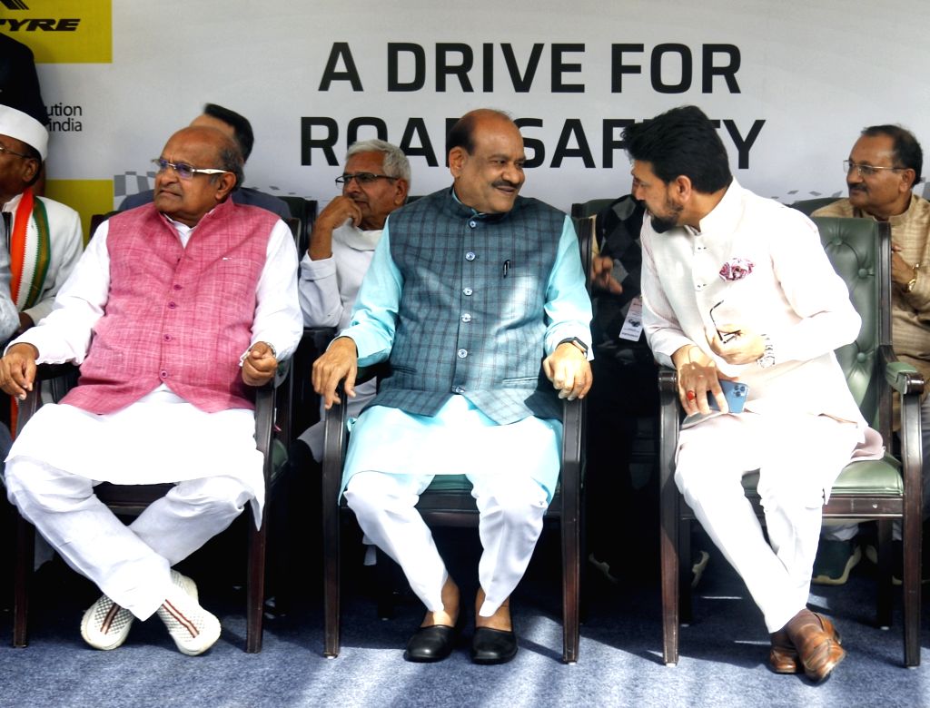 Lok Sabha Speaker Om Birla during flagging off the car rally