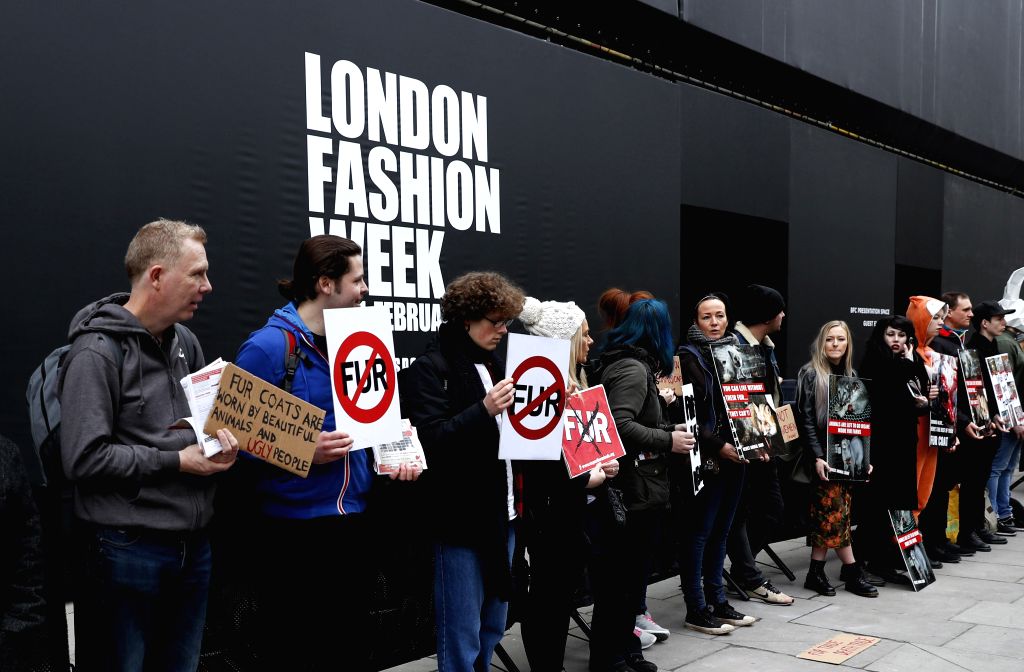 BRITAIN-LONDON-LFW-ANIMAL CRUELTY PROTEST