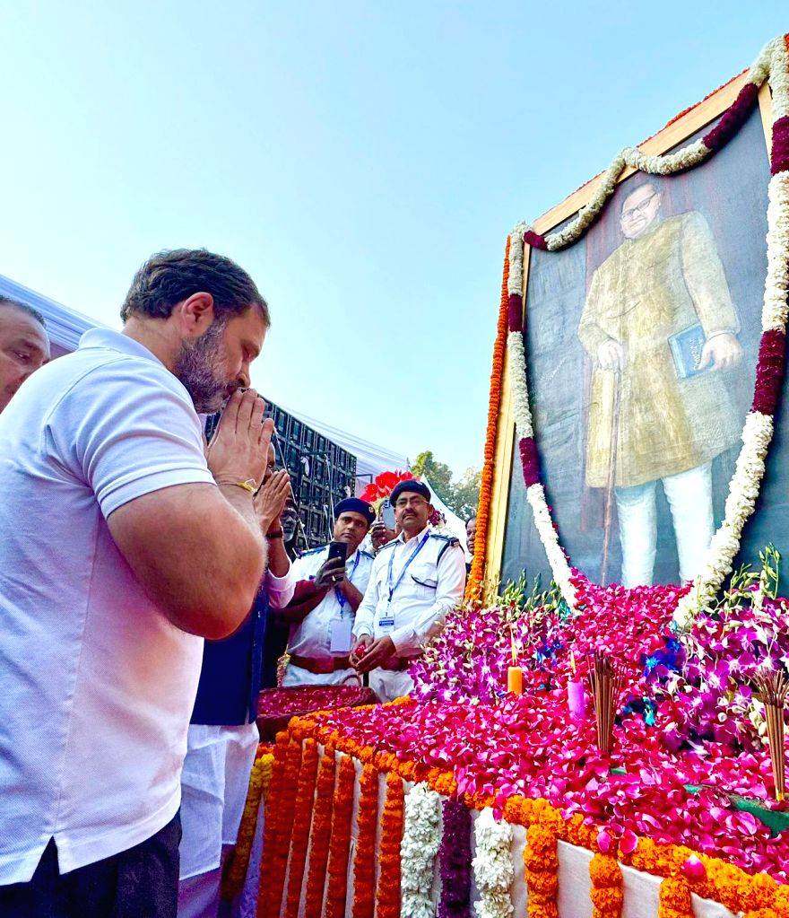 LoP Rahul Gandhi pays tribute to B.R. Ambedkar