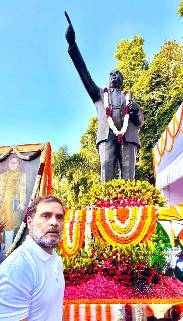 LoP Rahul Gandhi pays tribute to B.R. Ambedkar