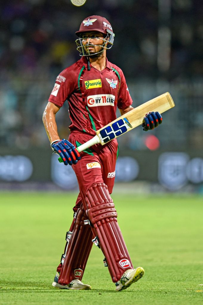 LSG's Prerak Mankad walks back after his dismissal during the IPL 2023 ...
