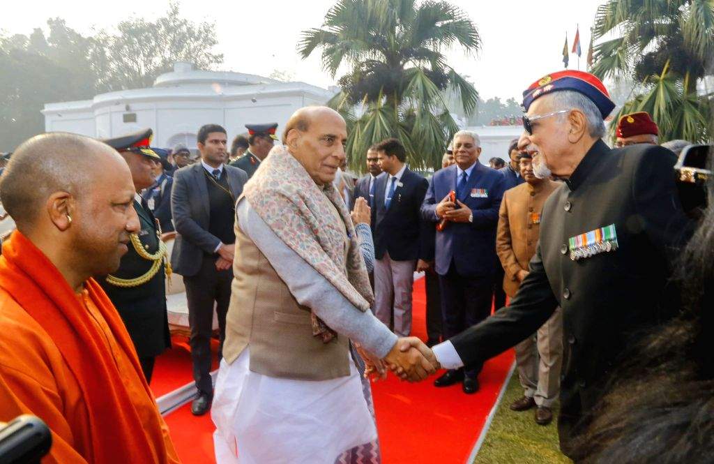 Lucknow : Defence Minister Rajnath Singh attends the 'At Home ...