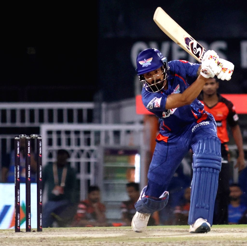 Lucknow : LSG captain KL Rahul plays a shot during the IPL 2023 cricket ...