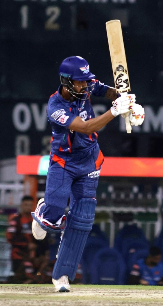 Lucknow : LSG captain KL Rahul plays a shot during the IPL 2023 cricket ...
