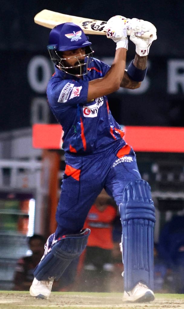 Lucknow : LSG captain KL Rahul plays a shot during the IPL 2023 cricket ...