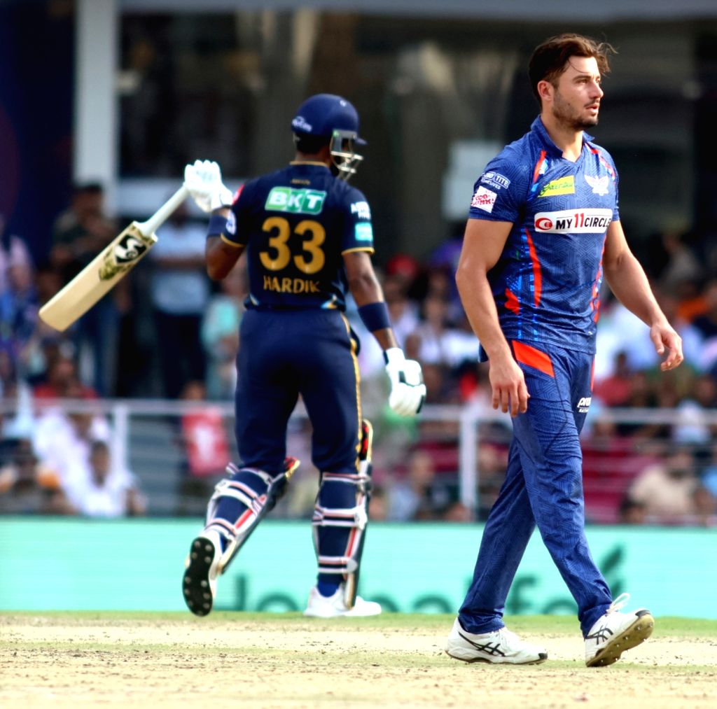 Lucknow : LSG's Marcus Stoinis after taking the wicket of
