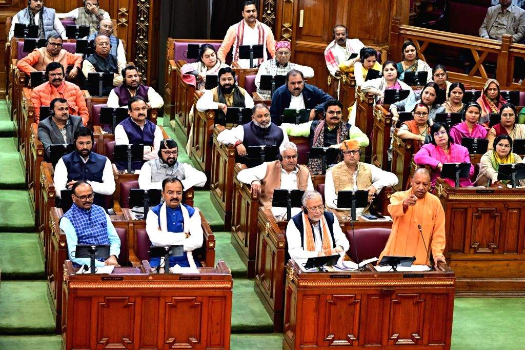 Uttar Pradesh Chief Minister Yogi Adityanath speaks during the winter ...