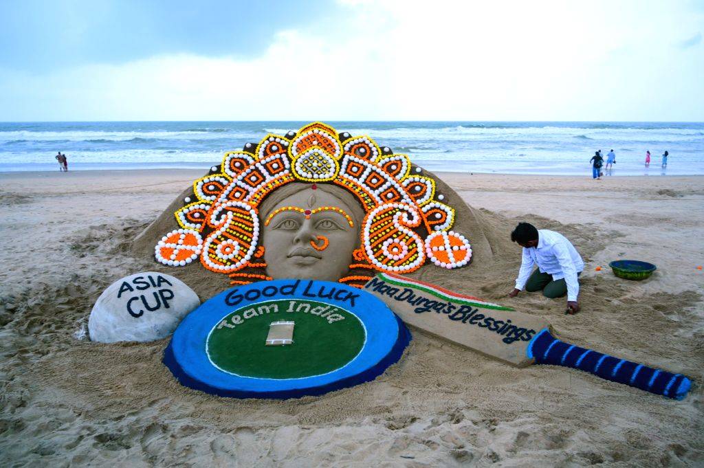 Maa Durga Sand Art Blesses Team India Ahead of Asia Cup Final
