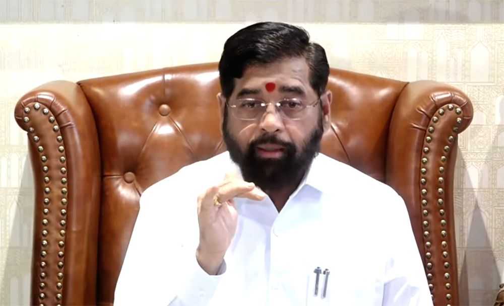 Maharashtra Caretaker CM Eknath Shinde addresses a press conference