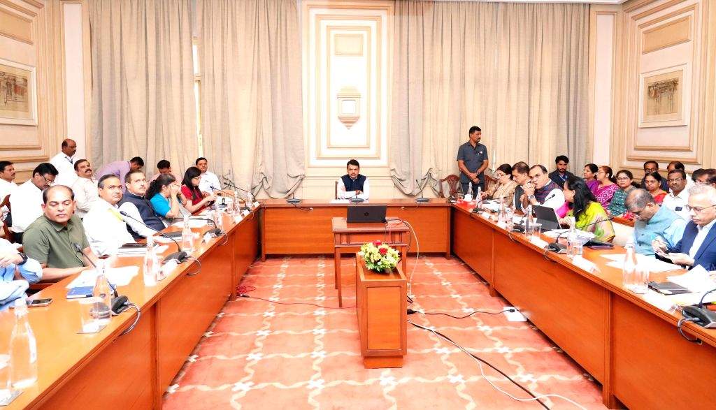 Maharashtra Chief Minister Devendra Fadnavis holds a review meeting ...