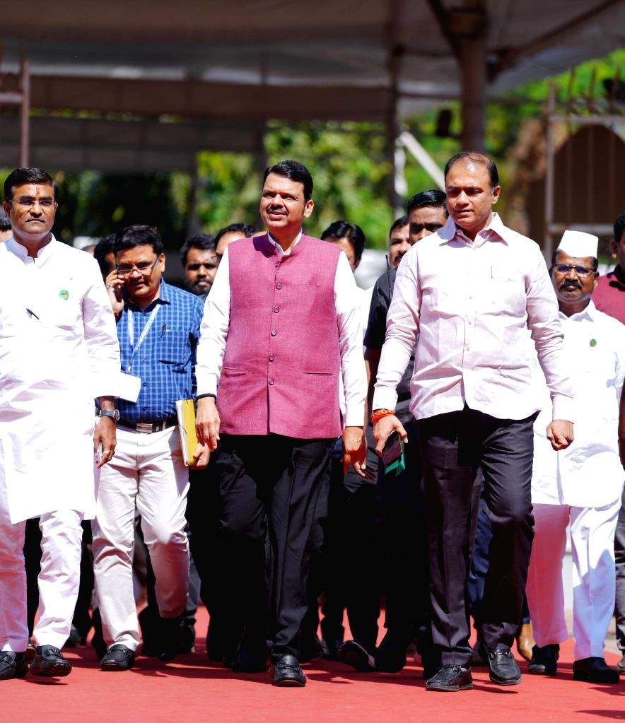 Maharashtra CM Devendra Fadnavis arrives at Vidhan Bhavan