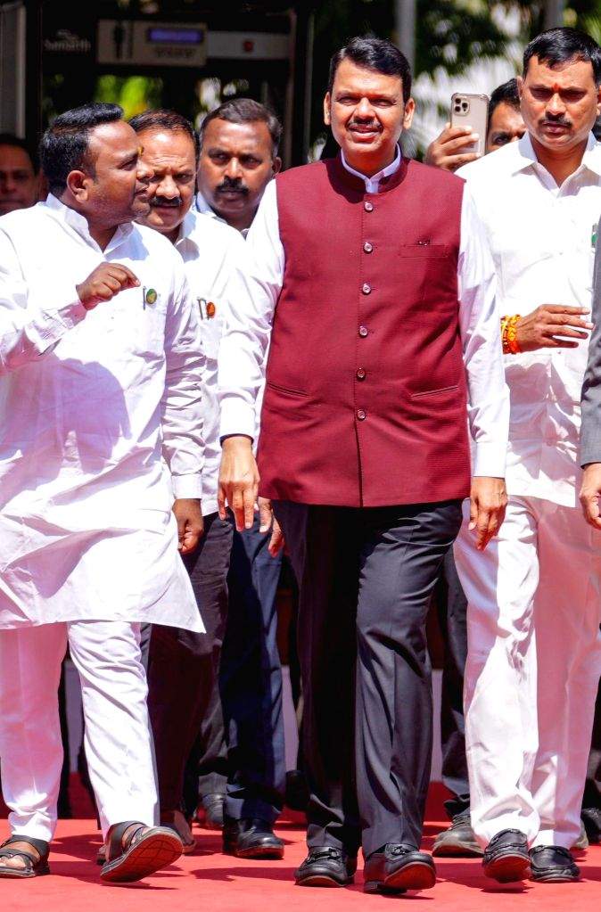 Maharashtra CM Devendra Fadnavis arrives at Vidhan Bhavan
