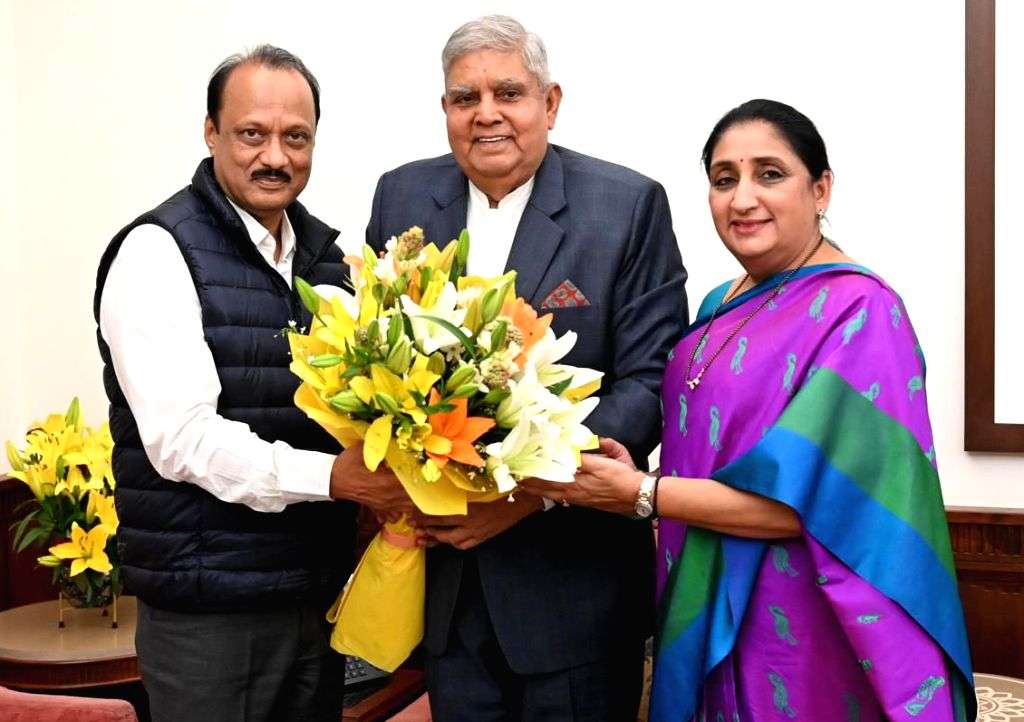 Maharashtra Deputy CM Ajit Pawar and NCP Rajya Sabha MP Sunetra Pawar ...