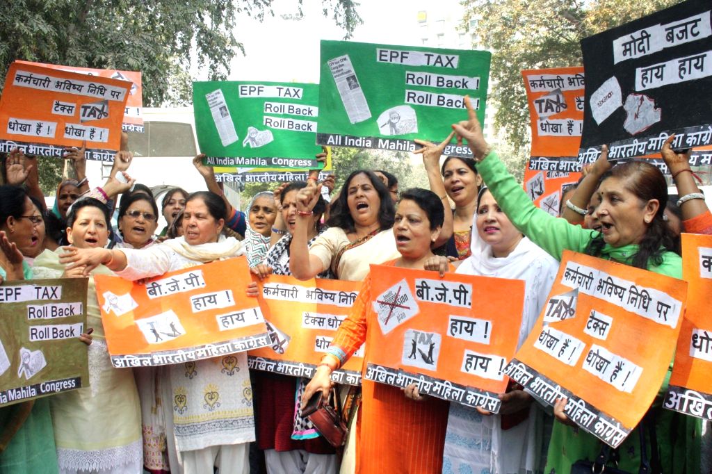 Mahila Congress demonstration against EPF Tax