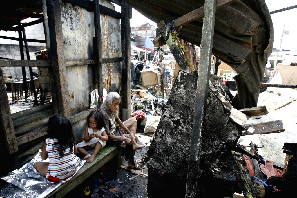 Fire at a slum area in Manila, the Philippines