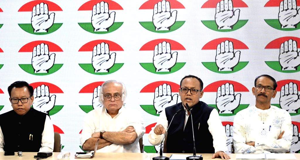 Manipur Congress President Keisham Meghachandra Singh addresses a press ...